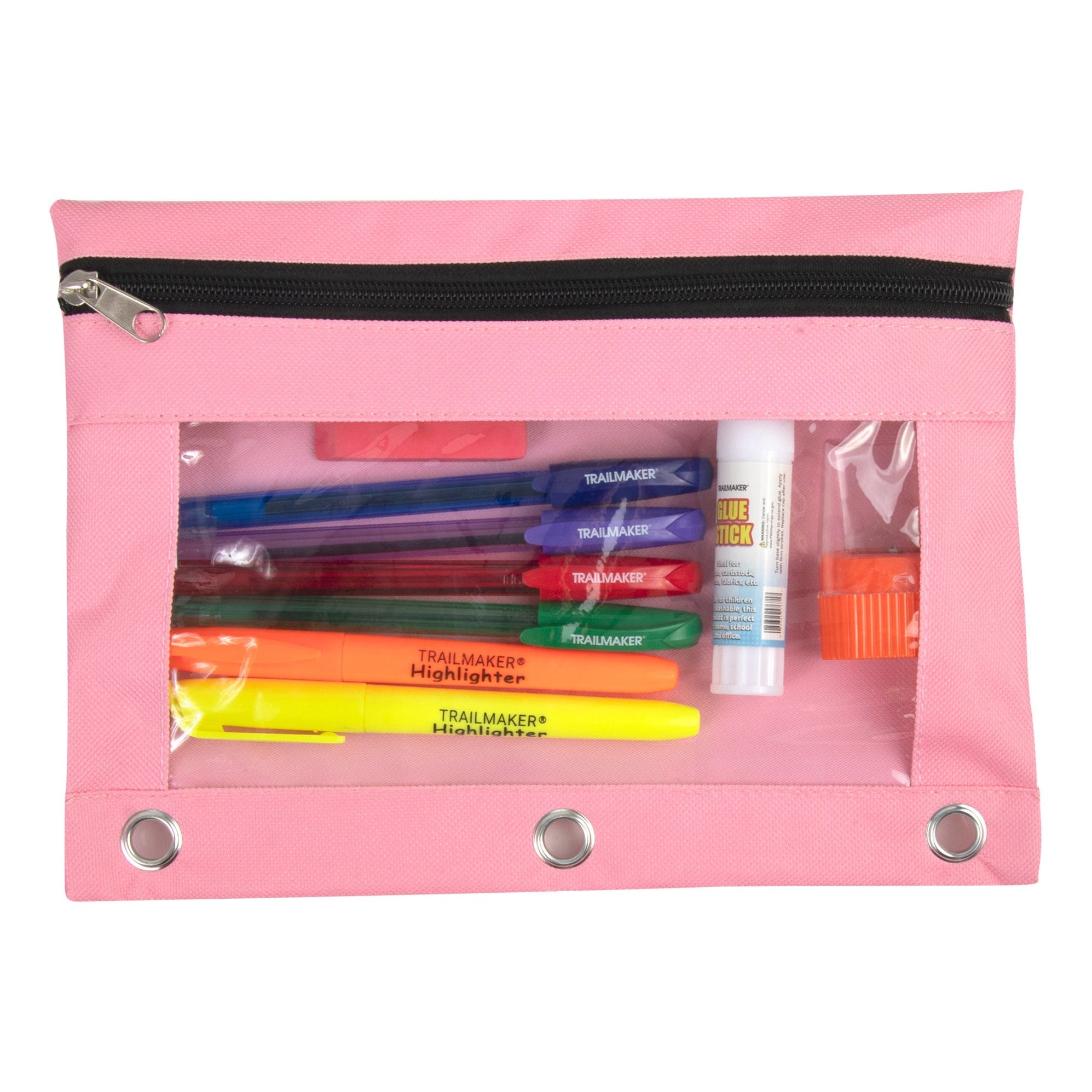 Wholesale 3 Ring Binder Pencil Case with Window — BagsInBulk.com