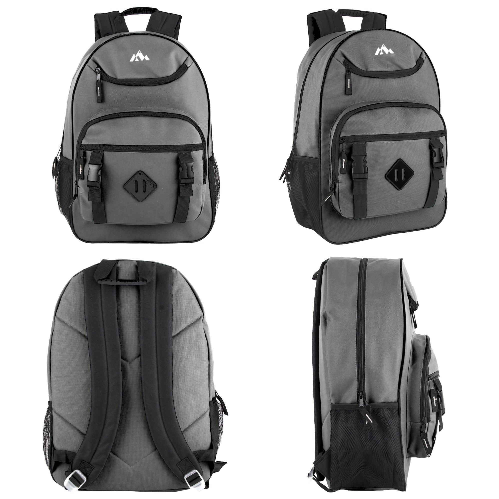 24-pack Bulk 18" Double Buckle Backpack w Laptop Section, 4 Colors ...