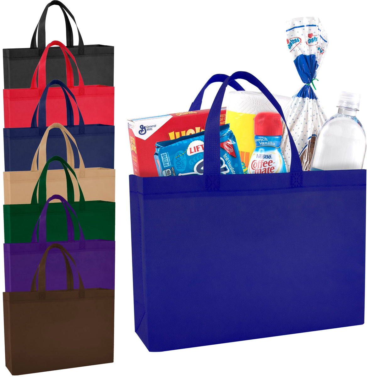 100-pack Bulk 14" Reusable Grocery Shopping Tote Bag - Assorted or ...