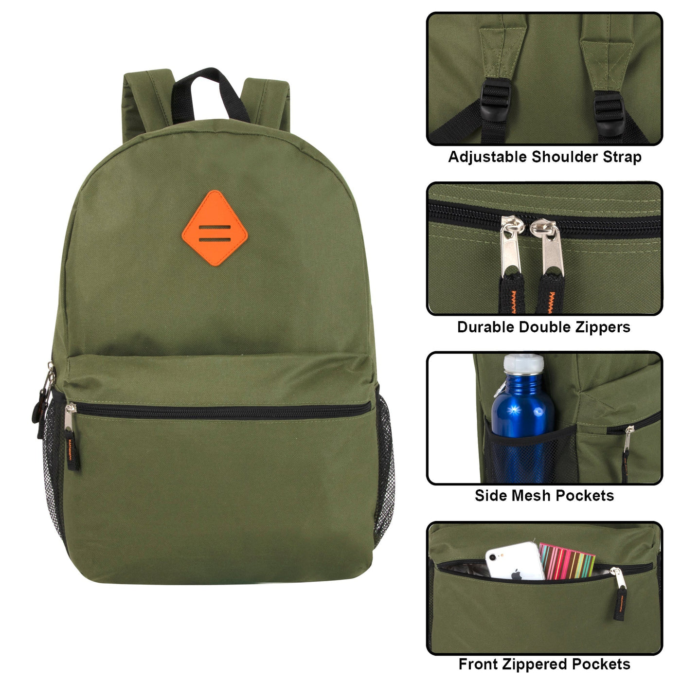 24-pack Bulk 19" Lash Tab Backpack w Side Mesh Pockets - 4 Colors ...