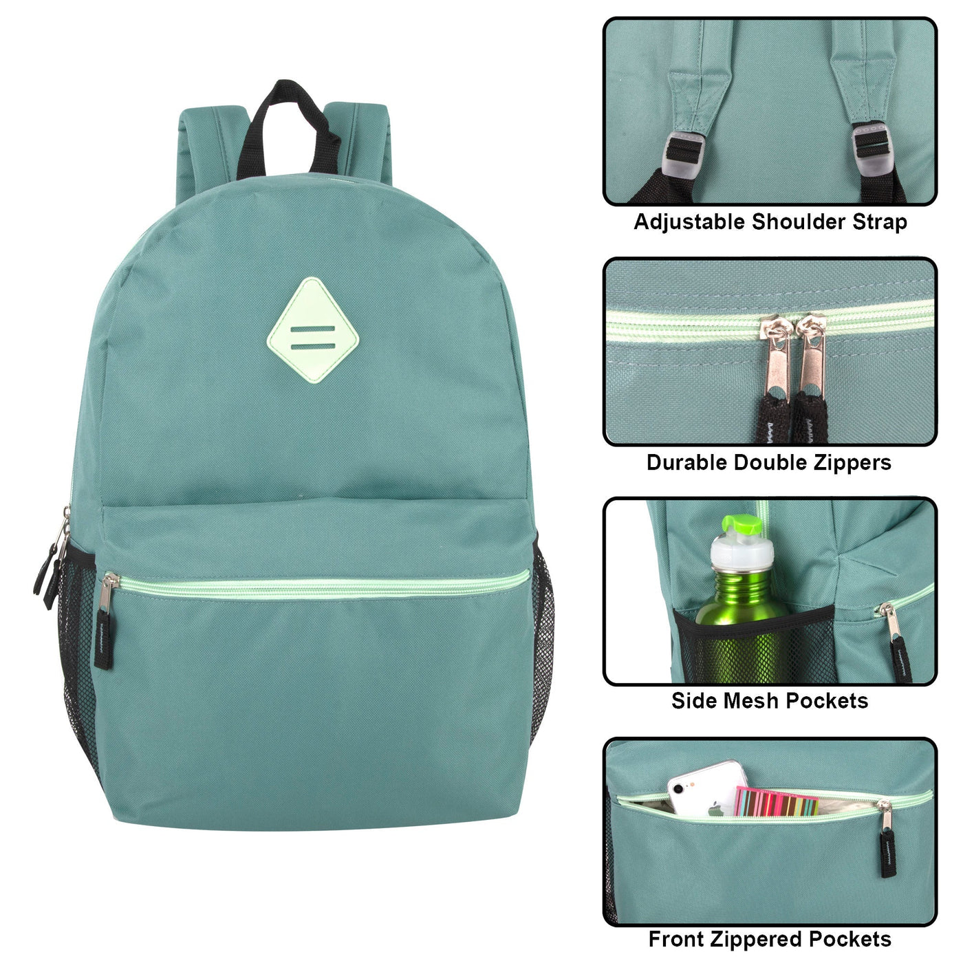 24-pack Bulk 19" Lash Tab Backpack w Side Mesh Pockets - Girls Colors ...