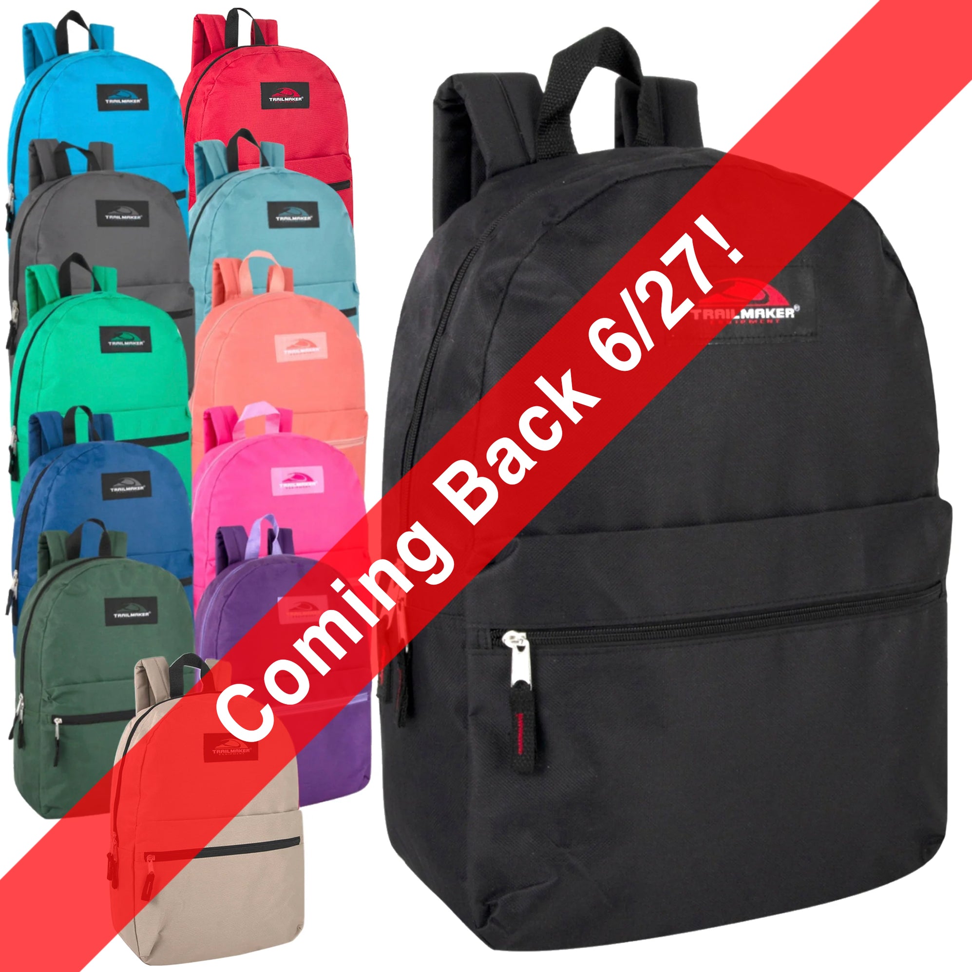 24-pcs. 17" Trailmaker Classic Backpack - 6 Colors Assortment ...