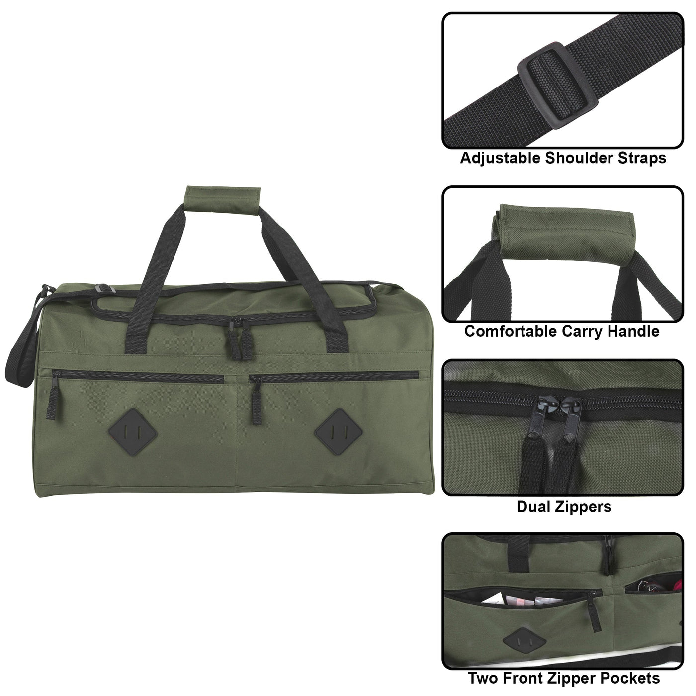 24-pack Bulk 24" Multi-Pocket Duffle Bag - Assorted or Single Colors ...