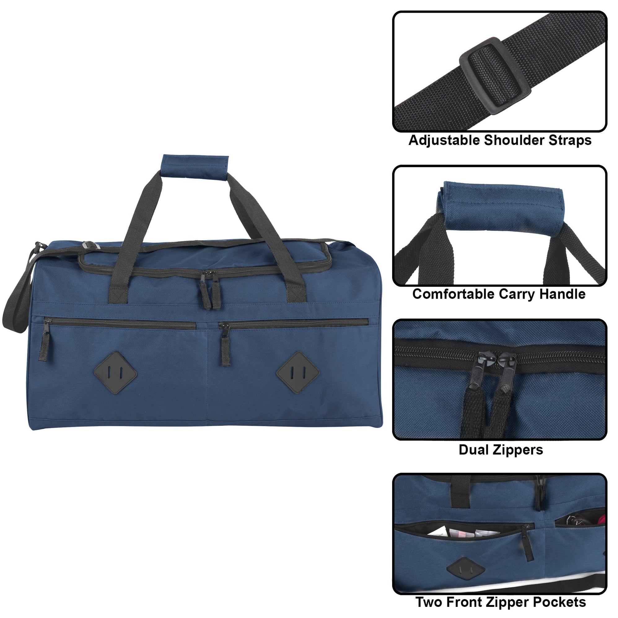24-pack Bulk 24" Multi-Pocket Duffle Bag - Assorted or Single Colors ...