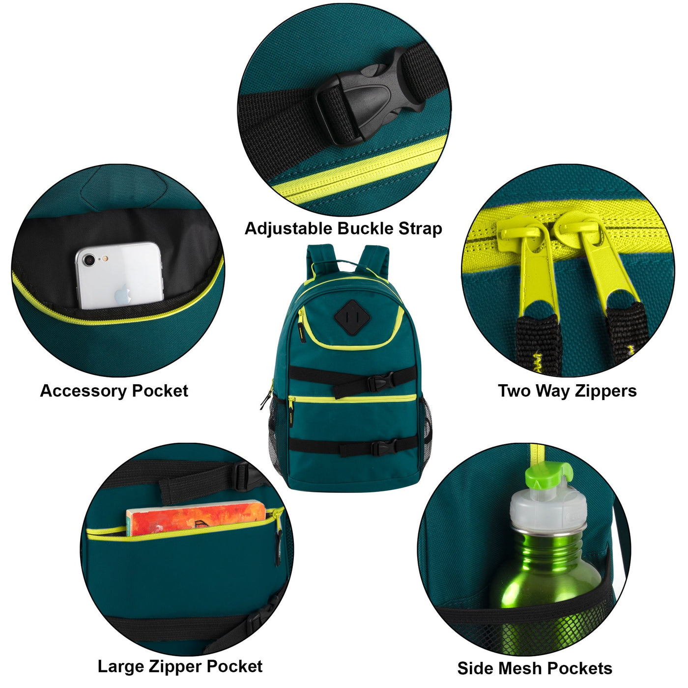 24-pack Bulk 18" Double Buckle Backpack - Dark Colors — BagsInBulk.com