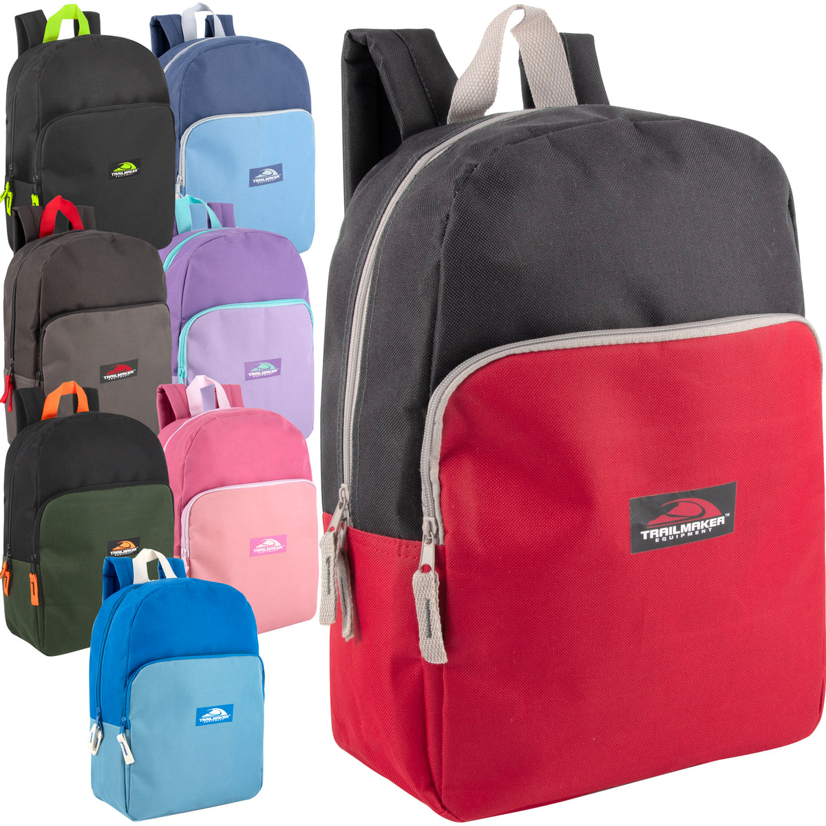 24-pack Bulk 15" Promo Backpack - Assorted Colors — BagsInBulk.com