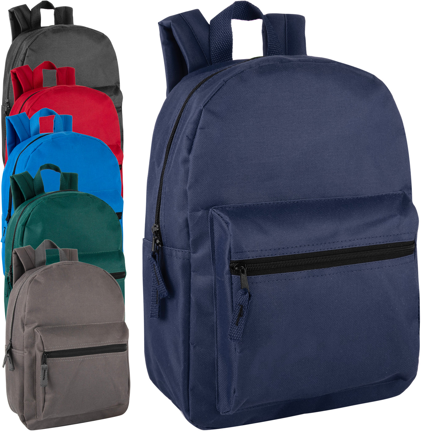 24-pack Bulk 15" Basic Backpack - 12 Colors — BagsInBulk.com
