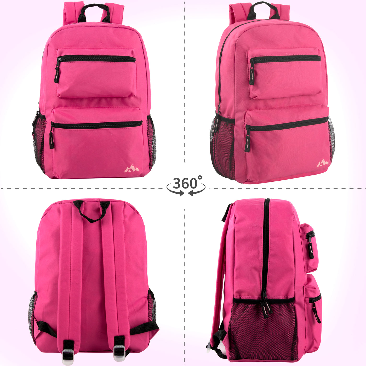 24-pack Bulk Double Front Pocket Backpack - 3 Pastel Colors ...