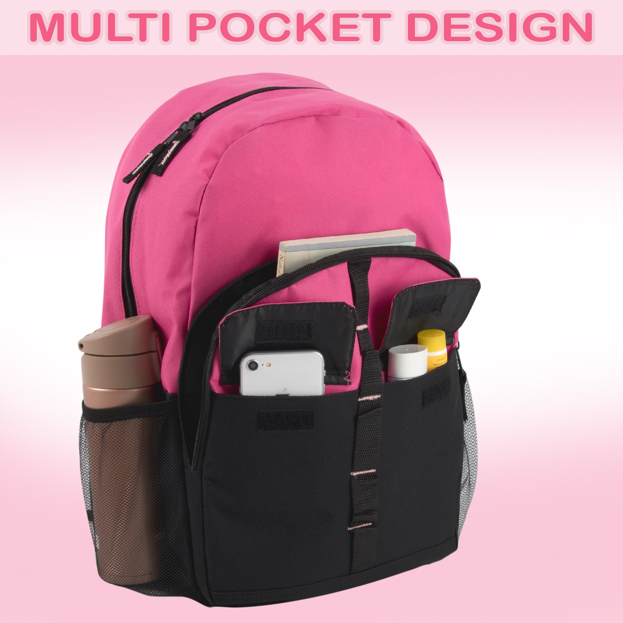 24-pack Bulk 18" Double Flap Daisy Chain Backpack - 3 Pastel Colors ...