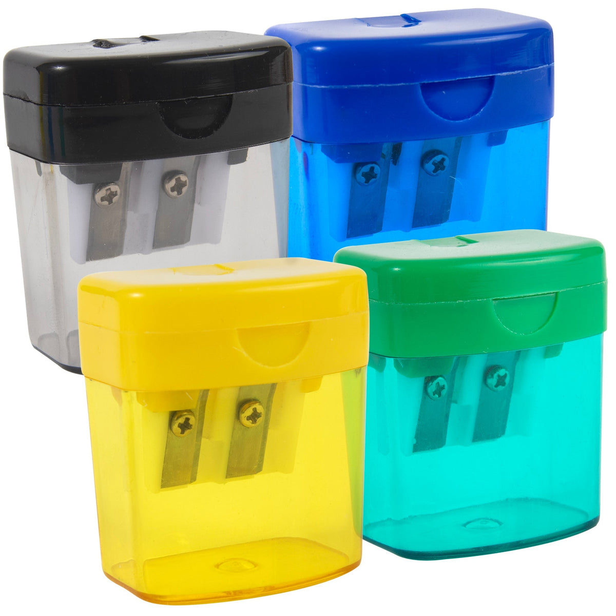 100-pack Bulk Double Hole Dome Pencil Sharpener w/ Cover | 100-pack ...