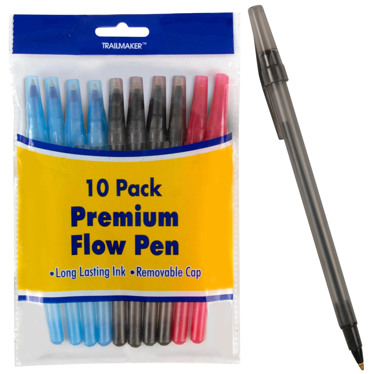 100-pack Bulk Premium Flow Ballpoint Pens 10-Pack — BagsInBulk.com