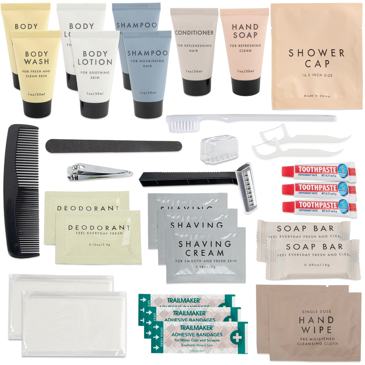 25-pack Bulk Premium Essentials 35-Piece Hygiene Kit — BagsInBulk.com